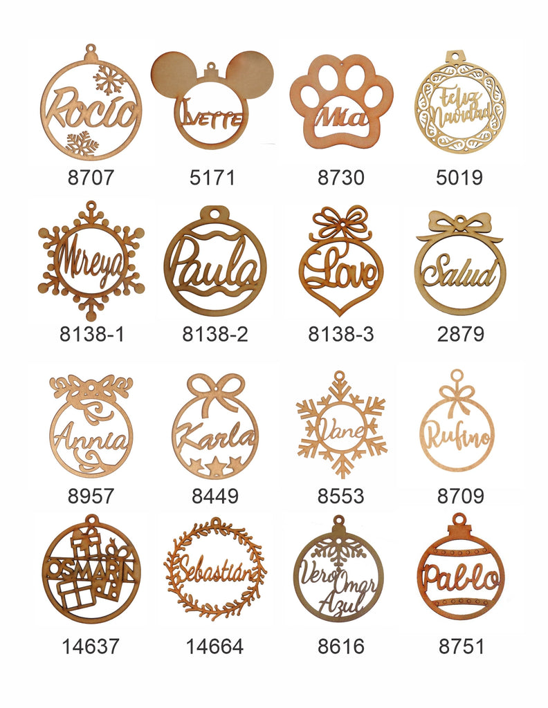 Paquete 12 Esferas Navideñas Personalizadas MDF 3mm 12cm – practicorte