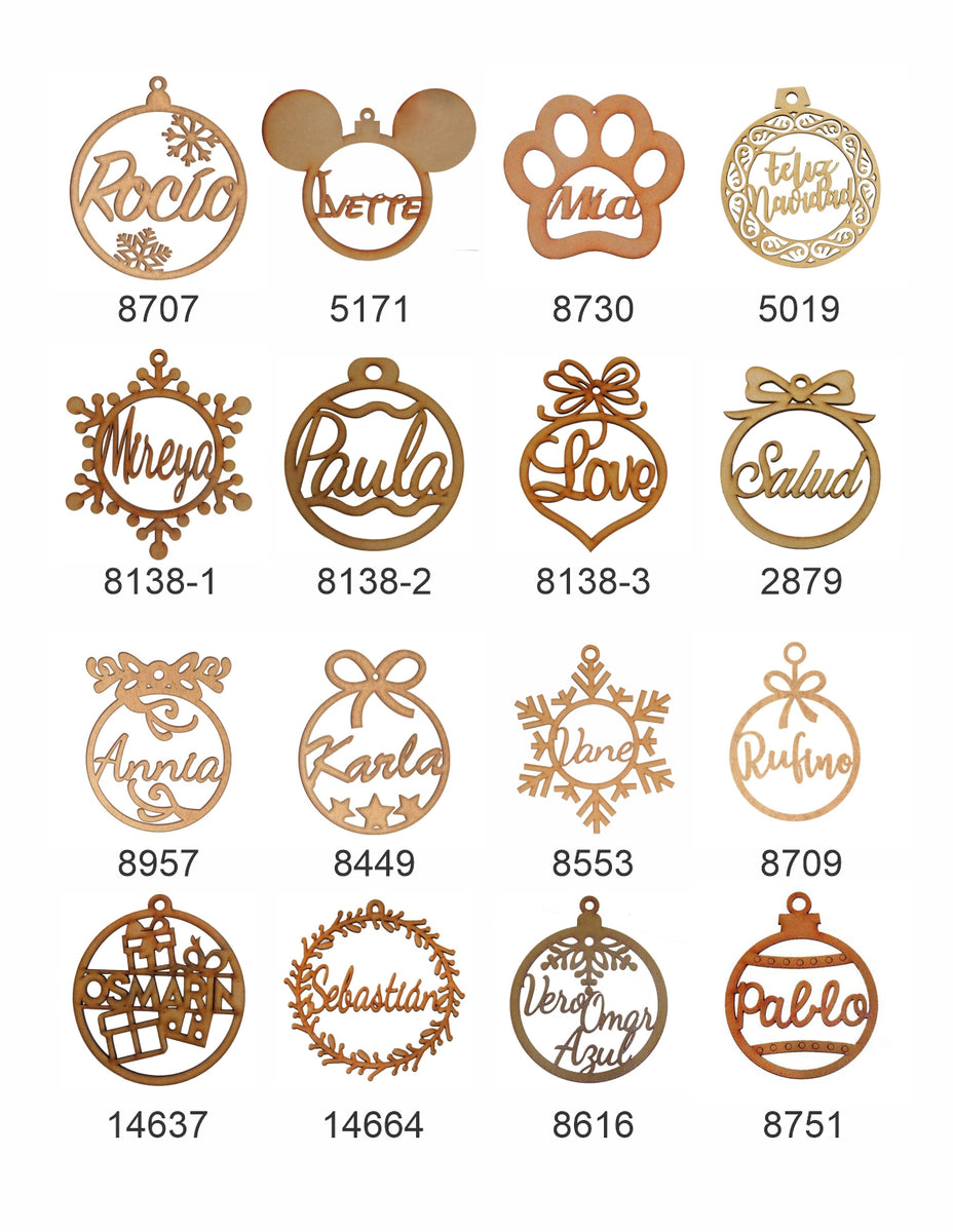 Paquete 12 Esferas Navideñas Personalizadas MDF 3mm 12cm – practicorte