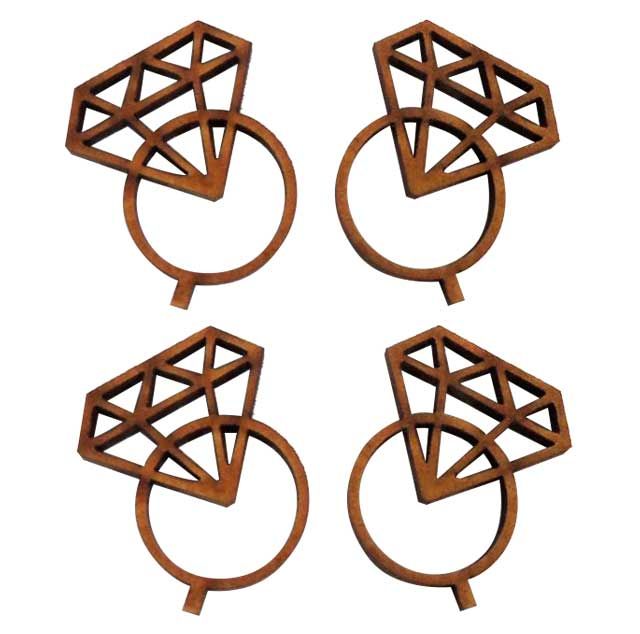 Juego de 4 mini cake toppers en forma de anillo de compromiso - 3x3 cm ...