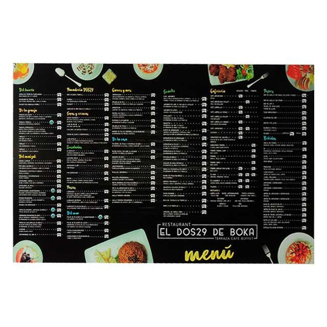 Menú en PVC para restaurant – practicorte