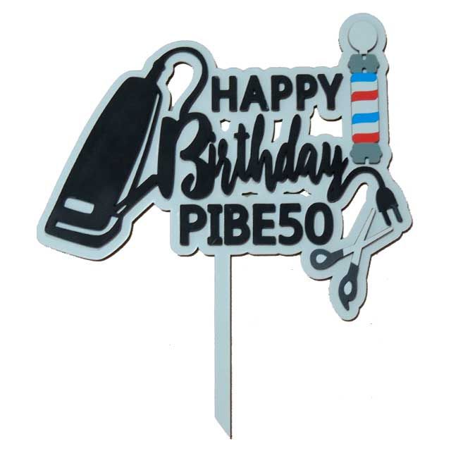 Cake topper con temática de barbería 20x24 cm (11397) – practicorte